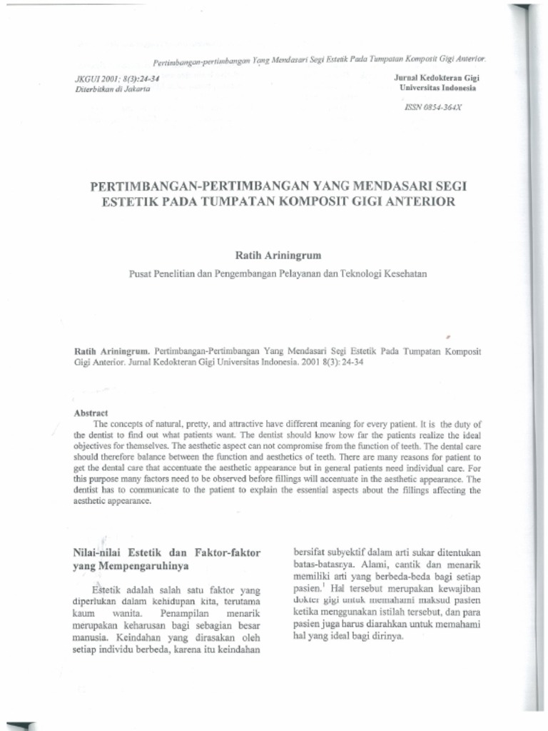 Komposit Pada Gigi Anterior PDF | PDF