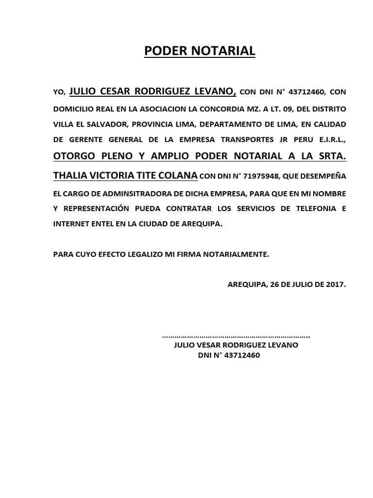 Poder Notarial Thalia | PDF