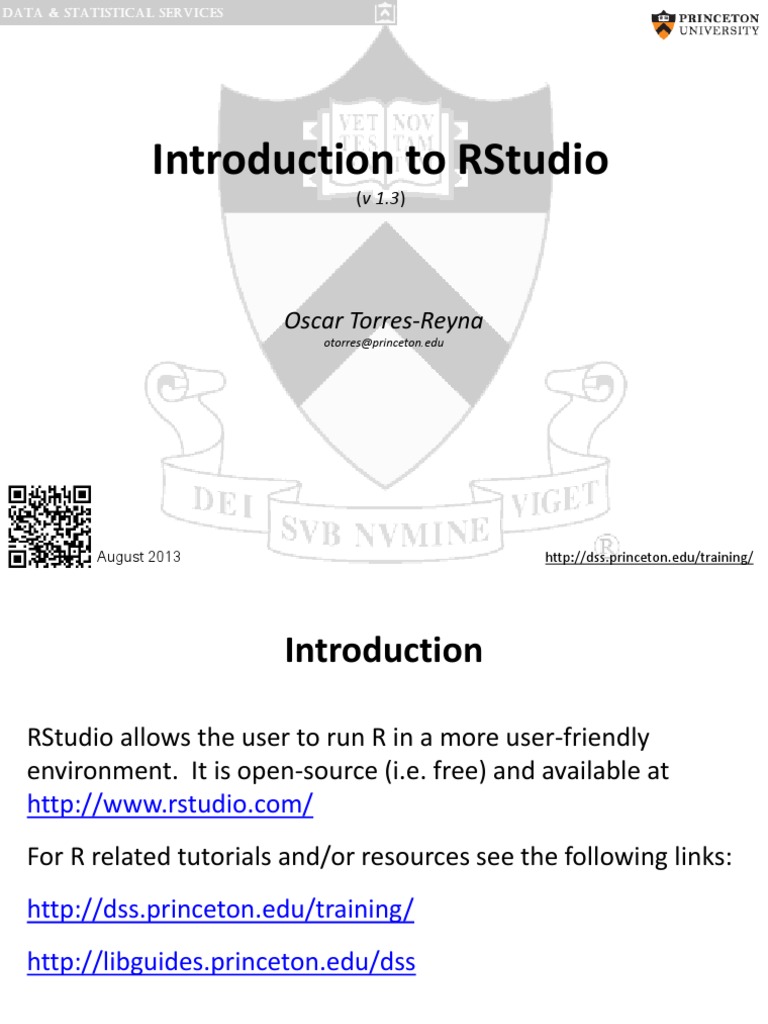 Introduction To Rstudio: Oscar Torres-Reyna | PDF