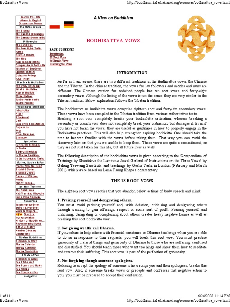 Bodhisattva Vows | PDF | Tibetan Buddhism | Bodhisattva