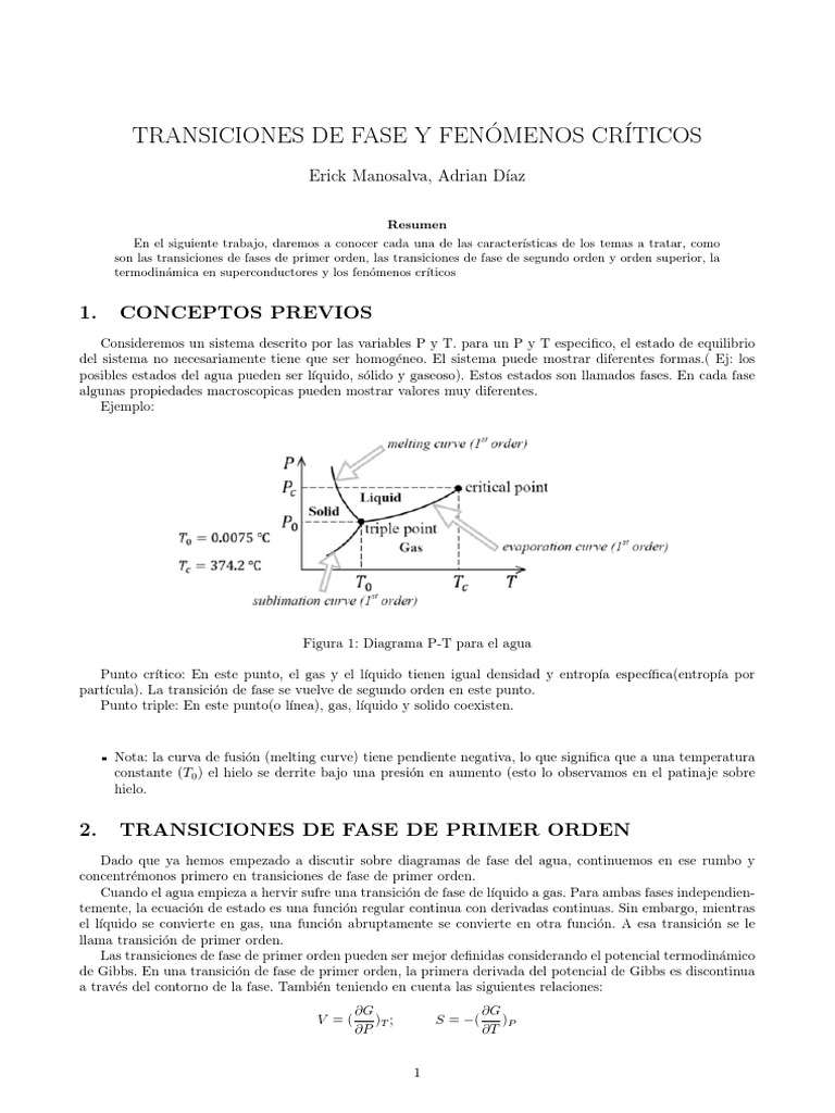 Transiciones de Fase y Estados Criticos (Resumen) | Descargar gratis ...