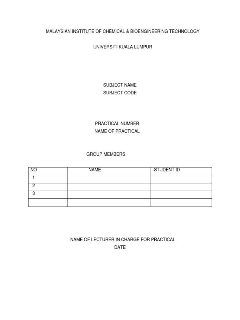 Cover Page For Practical | PDF