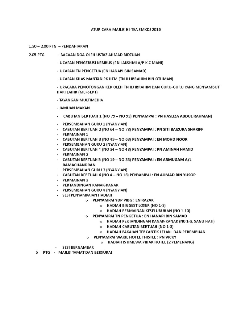 Atur Cara Majlis Hitea | PDF