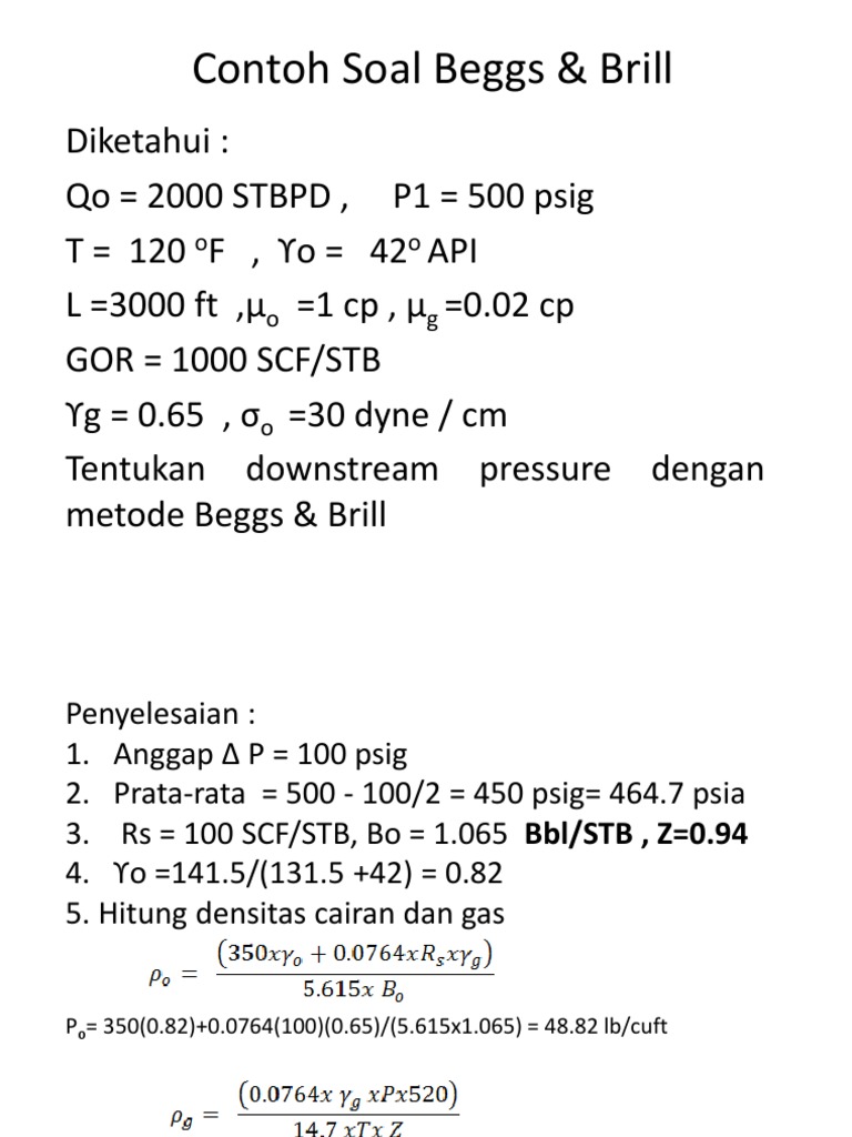 Contoh Soal Beggs & Brill | PDF