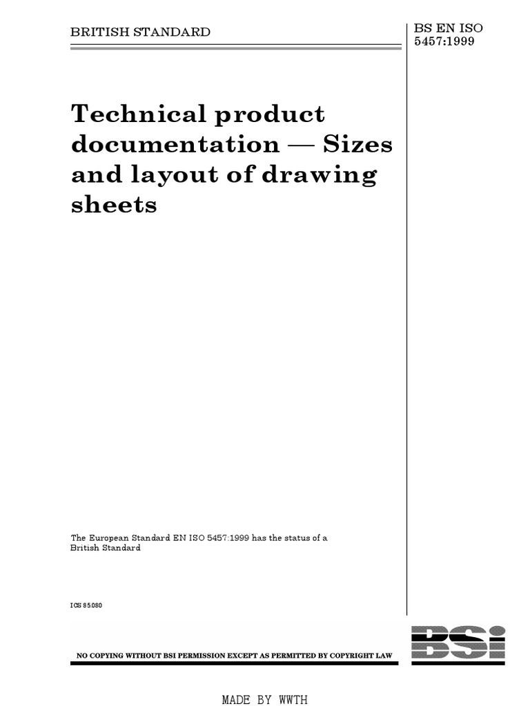 Bs en Iso 5457-1999 技术制图 图纸尺寸及格式 | PDF | International Organization For ...