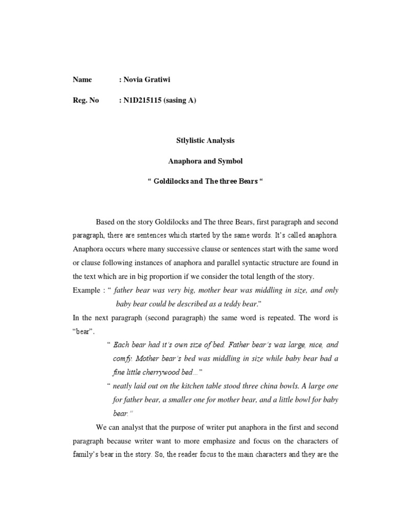 Analyzing Goldilocks and the Bears | PDF | Goldilocks And The Three ...