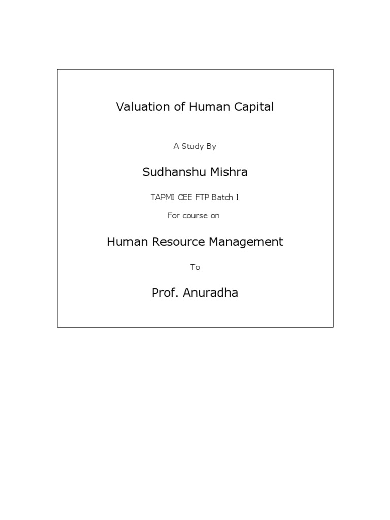 Valuation of Human Capital | PDF | Human Capital | Human Resources