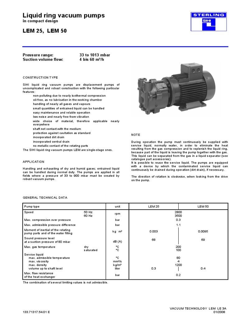 LEMA 25 50 E Neu | PDF | Pump | Vacuum