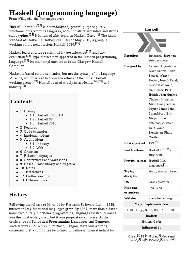Haskell Programming Language Pdf Programming Paradigms Computer Engineering 