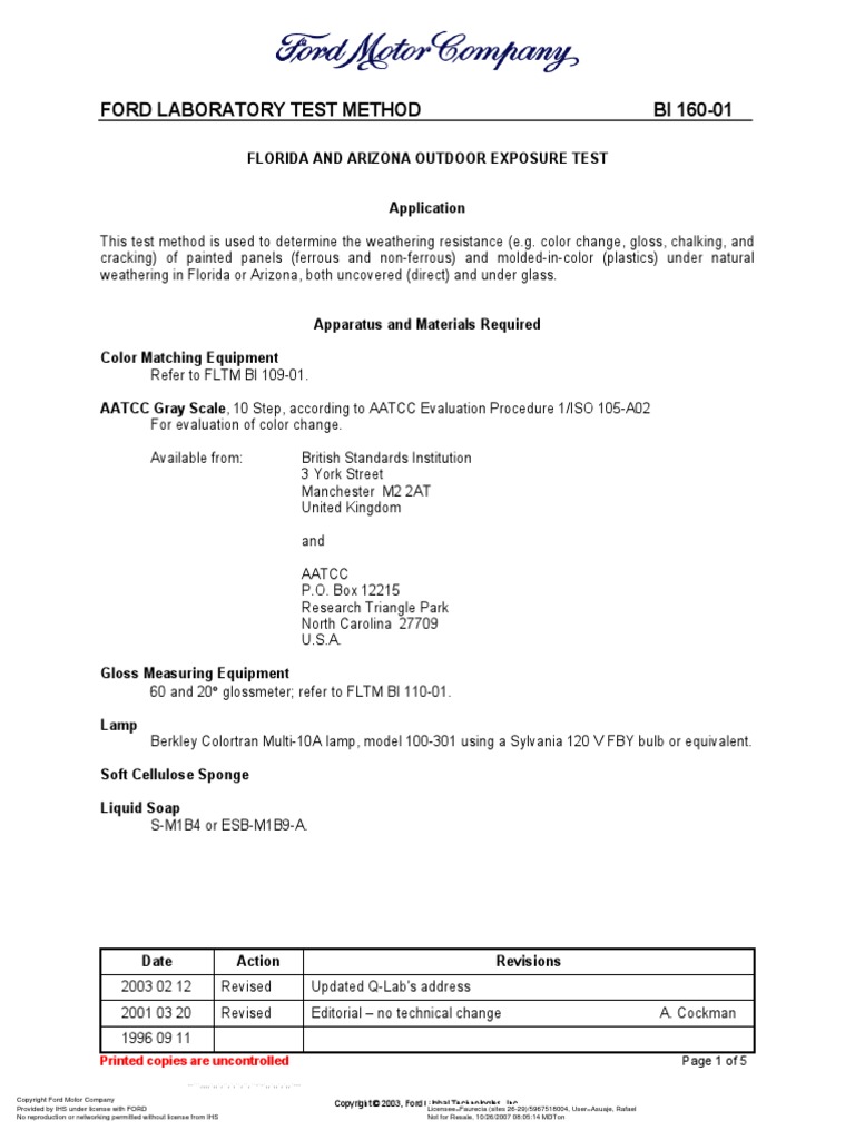 FLTM Bi 160-01 Florida and Arizona Outdoor Exposure Test | PDF ...
