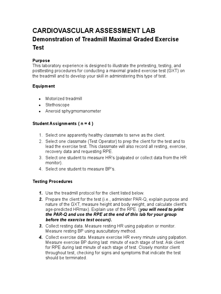 Cardiovascular Assessment Lab | PDF | Heart Rate | Wellness
