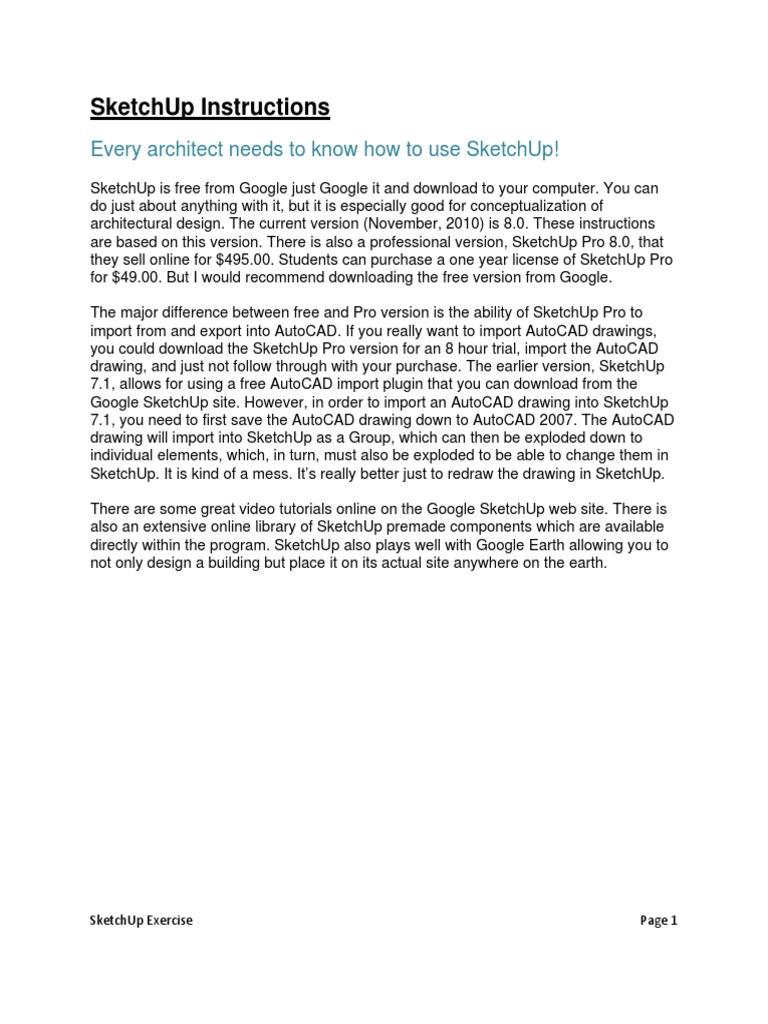 Idiot's Guide To Basic Sketchup Functions PDF | PDF