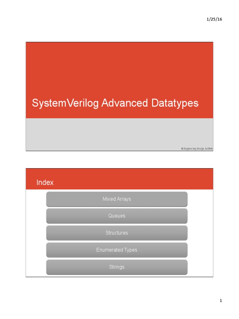 Lecture5 System Verilog Advanced Datatypes Pdf Pdf Array Data Structure Data