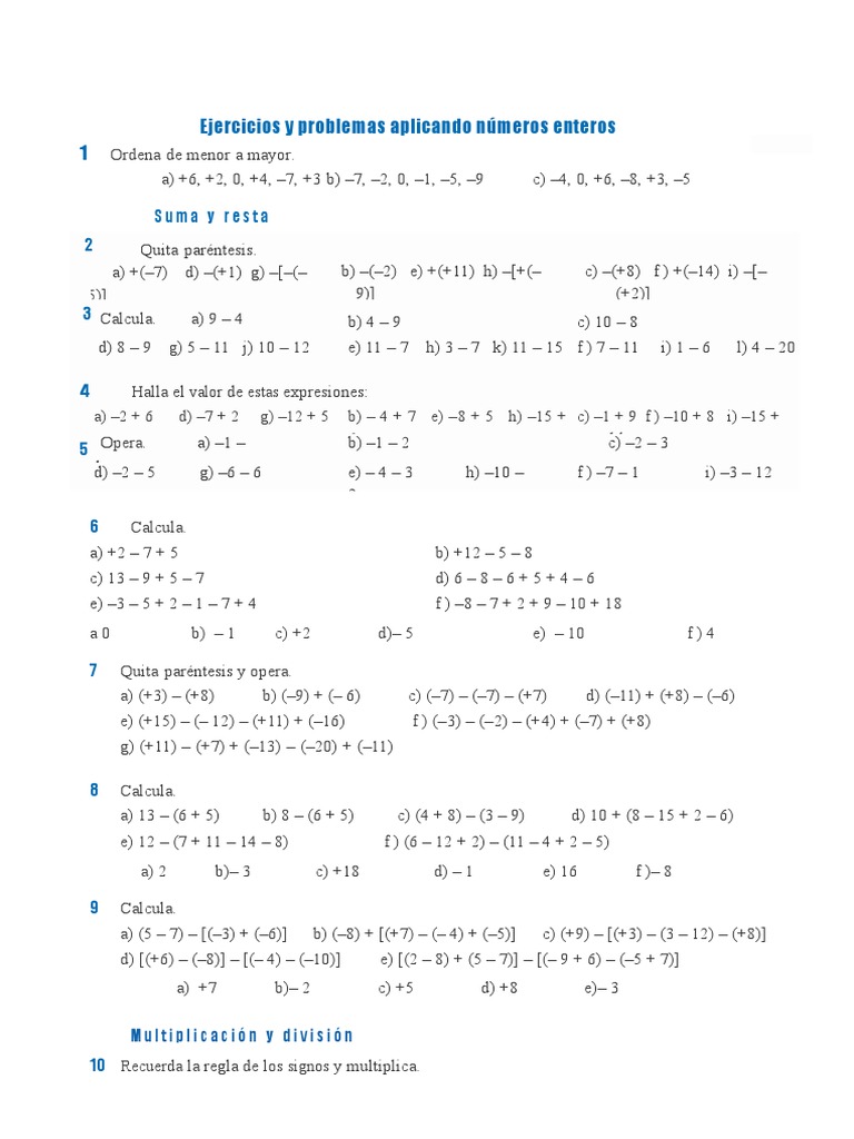 Ejercicios y Problemas en Z | PDF | Entero | Números