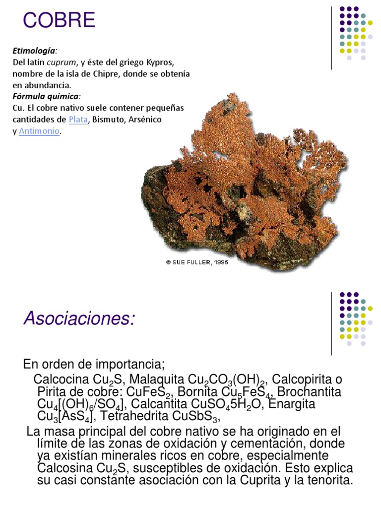 Etimología y Fórmulas del Cobre | PDF | Cobre | Solubilidad