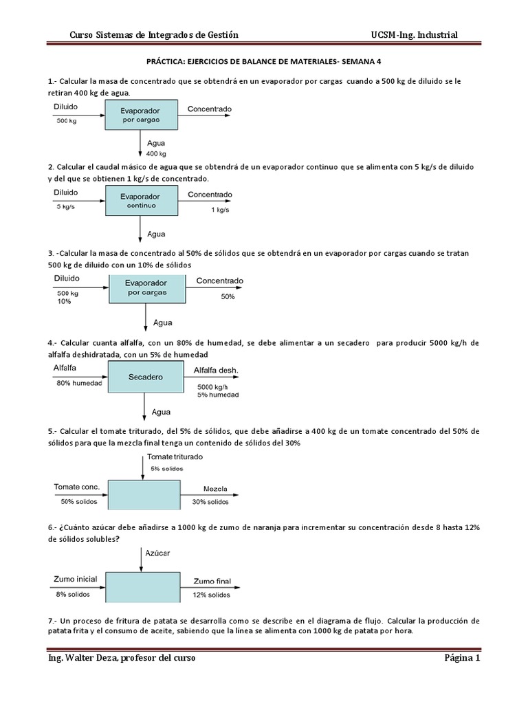 Practica 4 Ejercicio de Balance de Materia | PDF | Fritura | Naturaleza