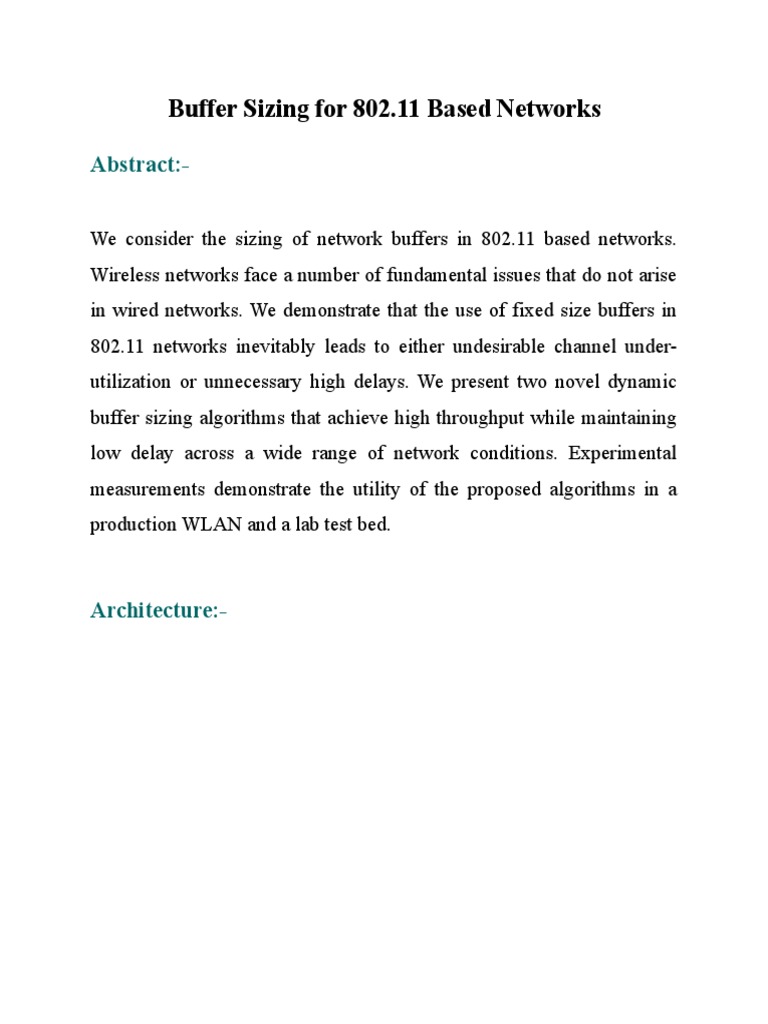 Buffer Sizing For 802 | PDF | Transmission Control Protocol | Ieee 802.11