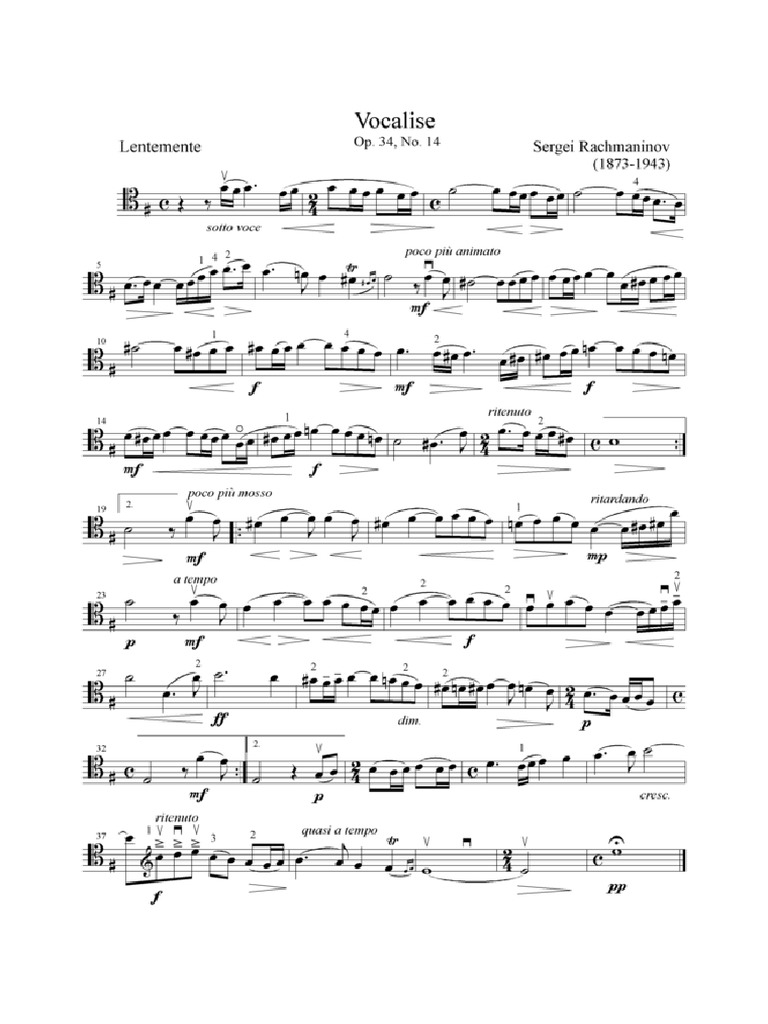 Rachmaninoff Vocalise Cello Part | PDF
