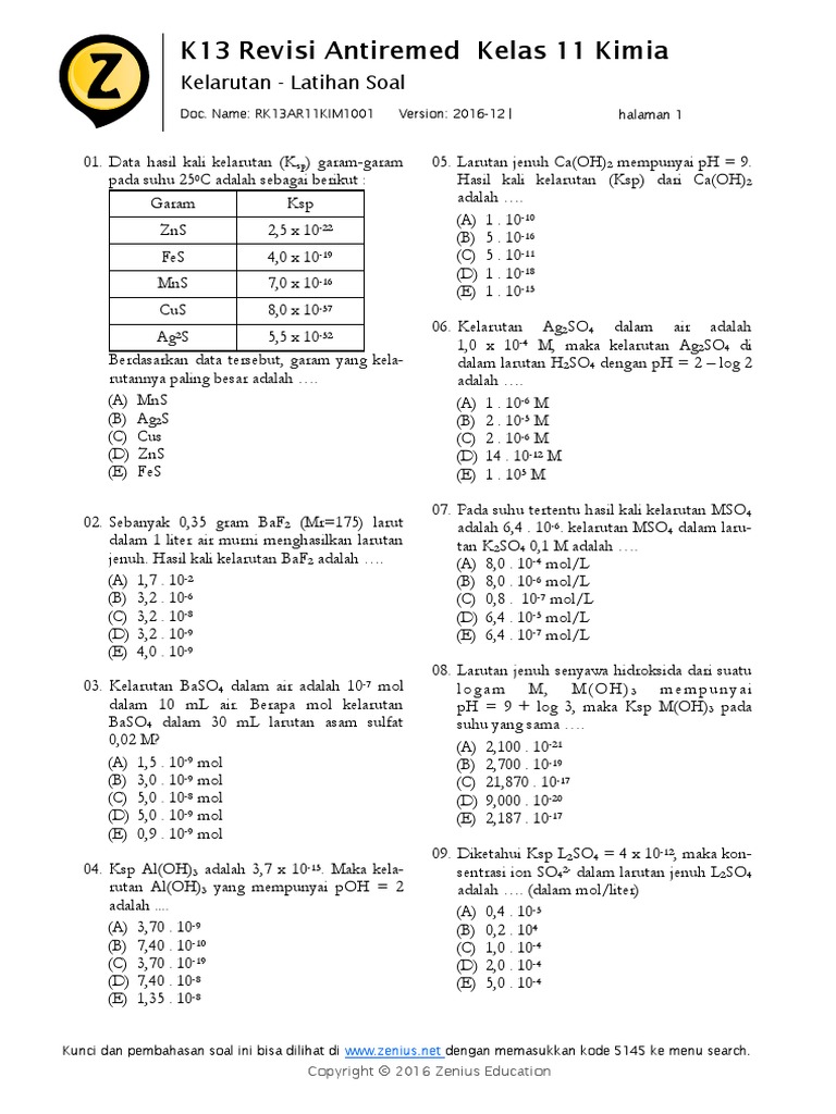 Ksp Worksheet