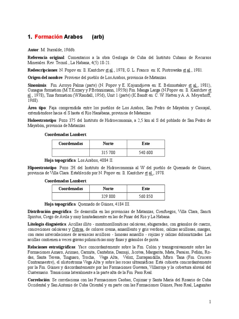 Formaciones Geológicas | PDF | la Habana | Cuba