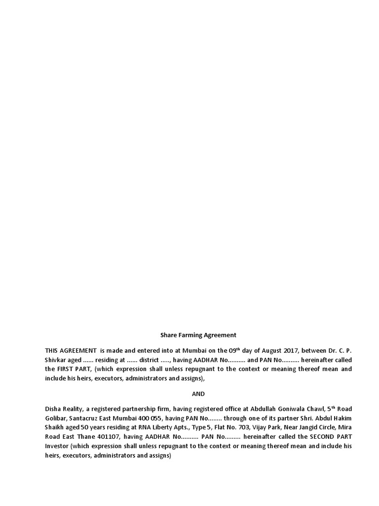 Share Farming Contract Overview | PDF | License | Law Of Agency