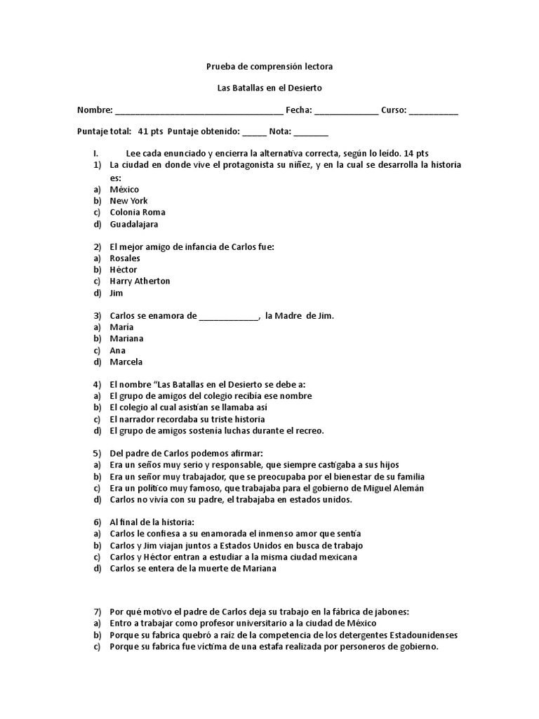 Prueba de Comprensión Lectora | PDF | Ciencias sociales