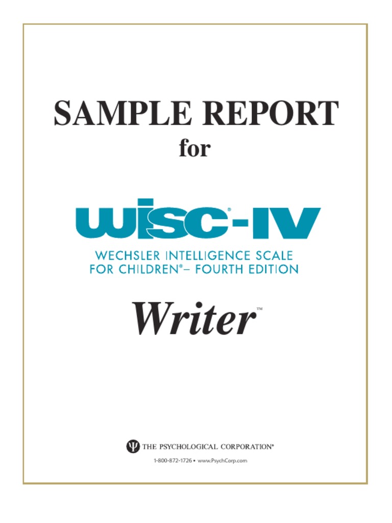 WISC-IV Interpretive Report (Sample) | PDF | Wechsler Adult ...