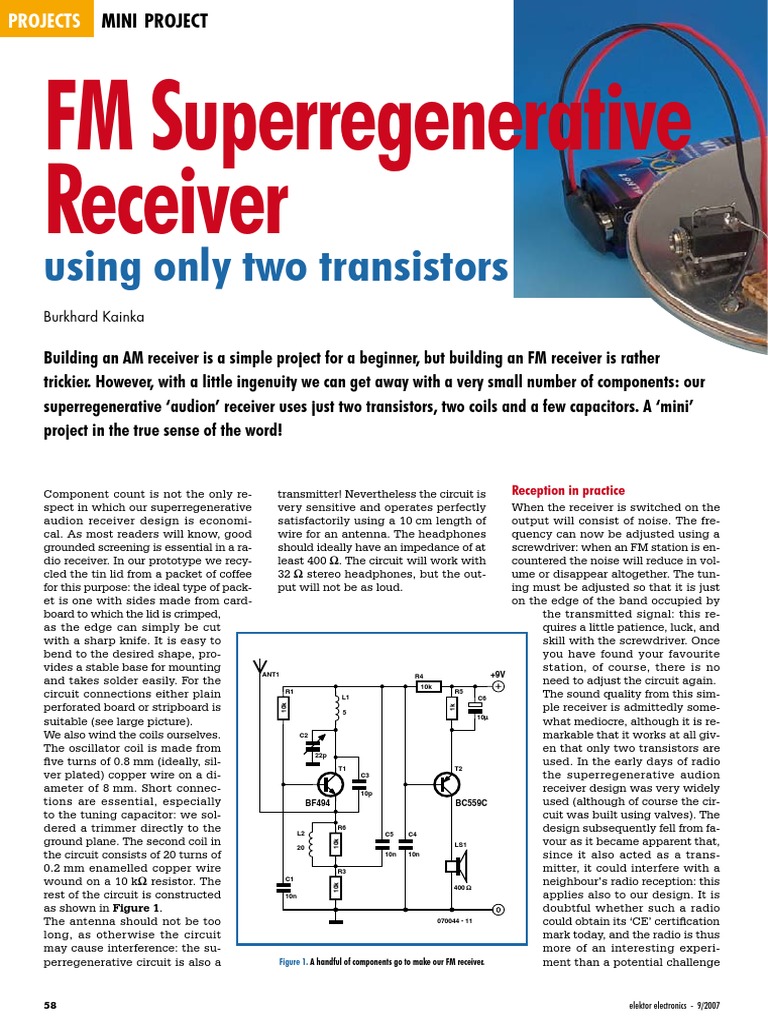FM Superregenerative Receiver: Using Only Two Transistors | PDF ...