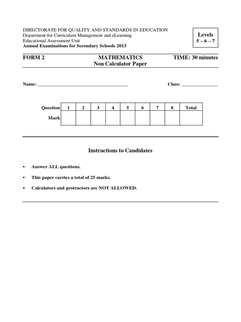 Maths f2 Lev5to7 2013 PDF | PDF | Shape | Elementary Geometry