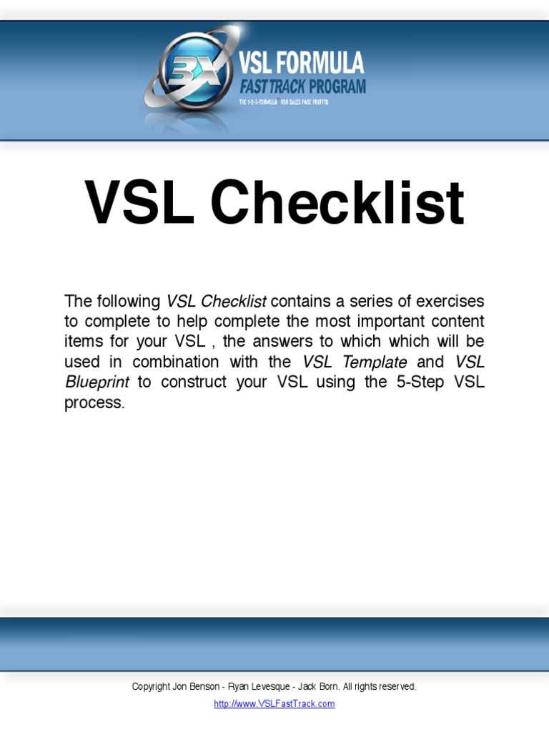VSL Checklist Final RJ | PDF | Dieting | Risk