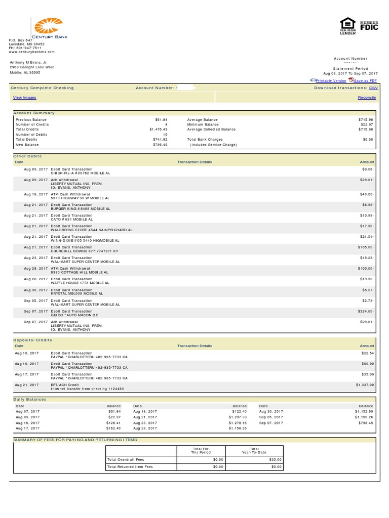 Statements | PDF | Debit Card | Debits And Credits