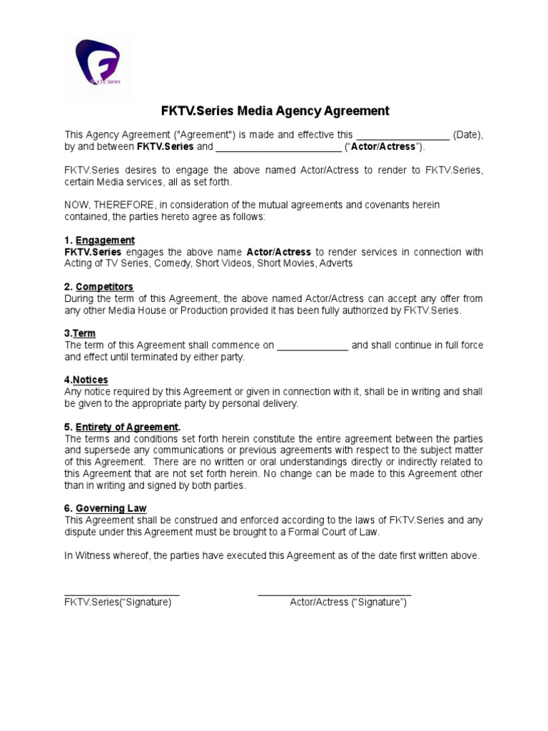 Actor Engagement Agreement | PDF | Law