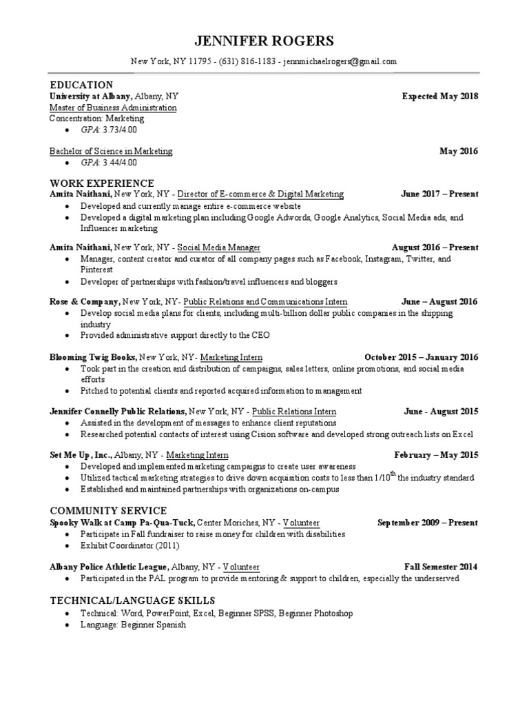 Jennifer Rogers Resume | PDF | Social Media | Popular Culture & Media ...