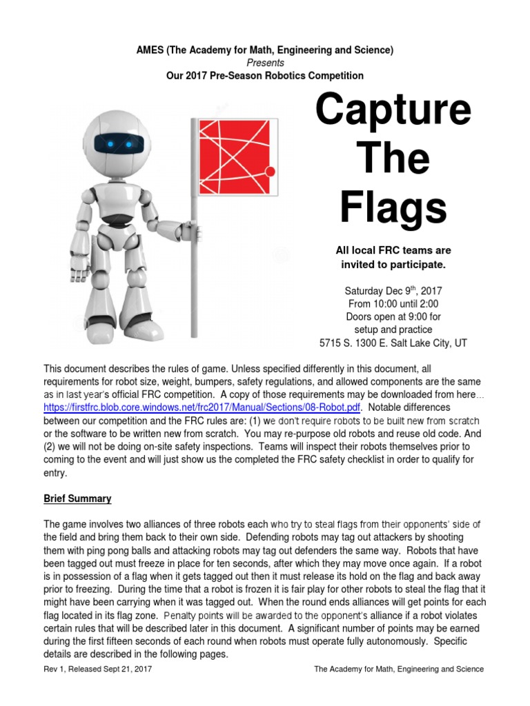 robotic capture the flag competition rules | Robot | Technology