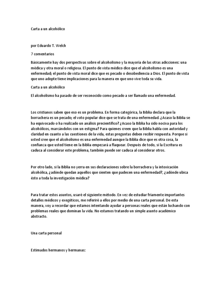 Carta A Un Alcohólico | PDF | Pecado | Perdón