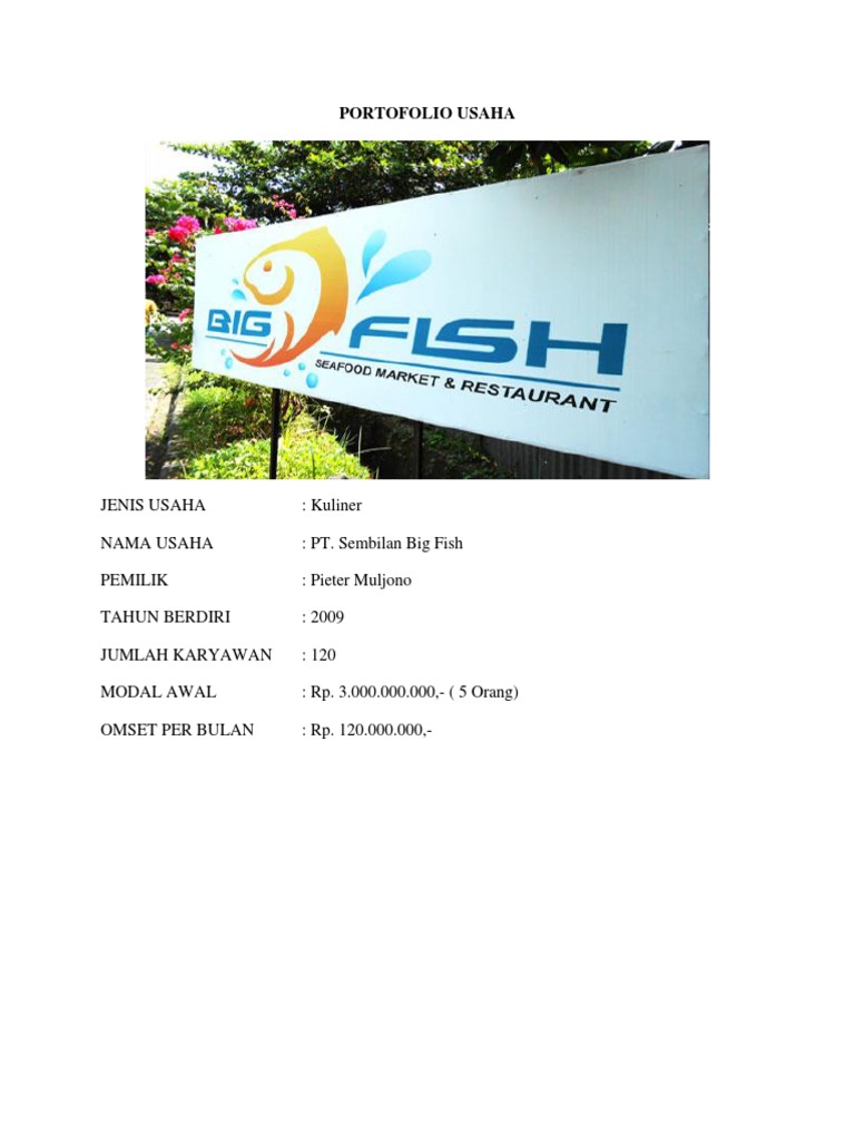 Profil Restoran Big Fish Manado | PDF