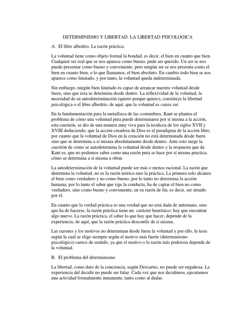 Determinismo y Libertad | PDF | Determinismo | Libertad