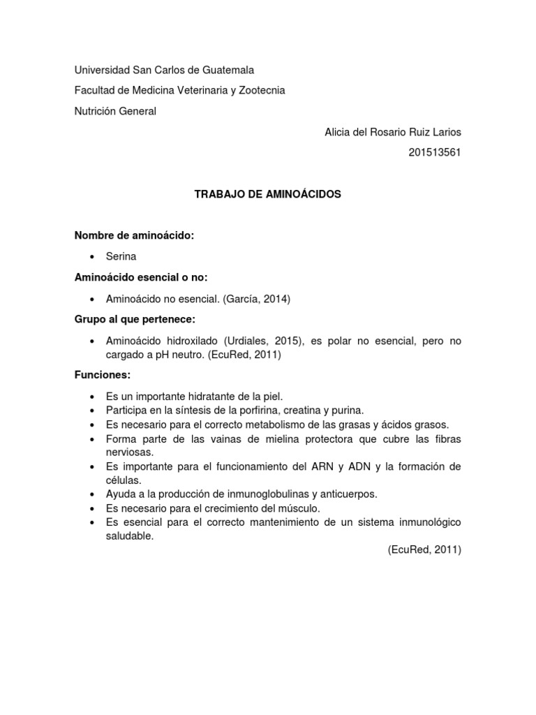 Metabolismo y Funciones de la Serina | PDF | Serina | Metabolismo