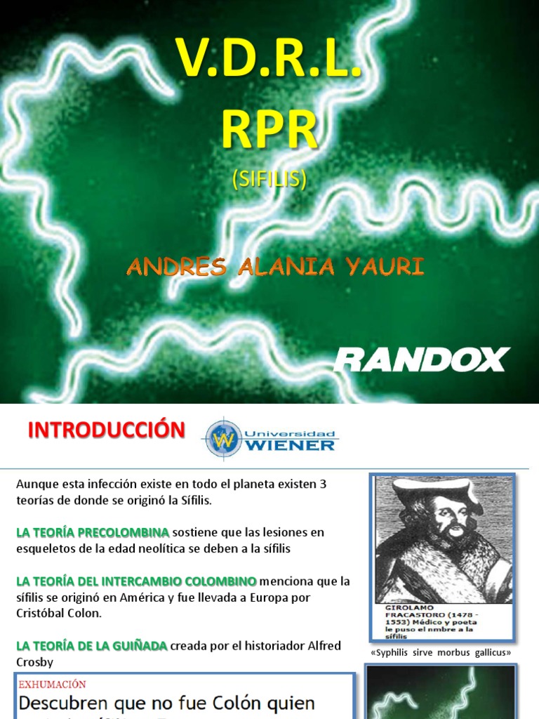 VDRL y RPR | Descargar gratis PDF | Enfermedades animales | Epidemiología