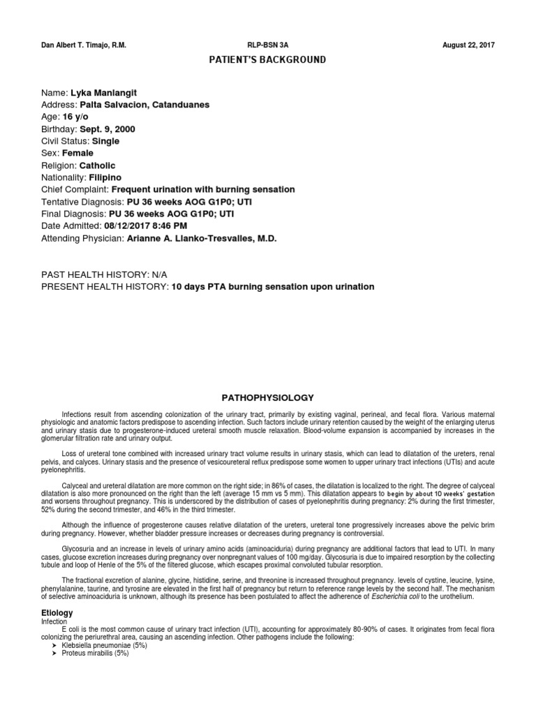 Case Study (Uti) | PDF | Urinary Tract Infection | Urinary Incontinence