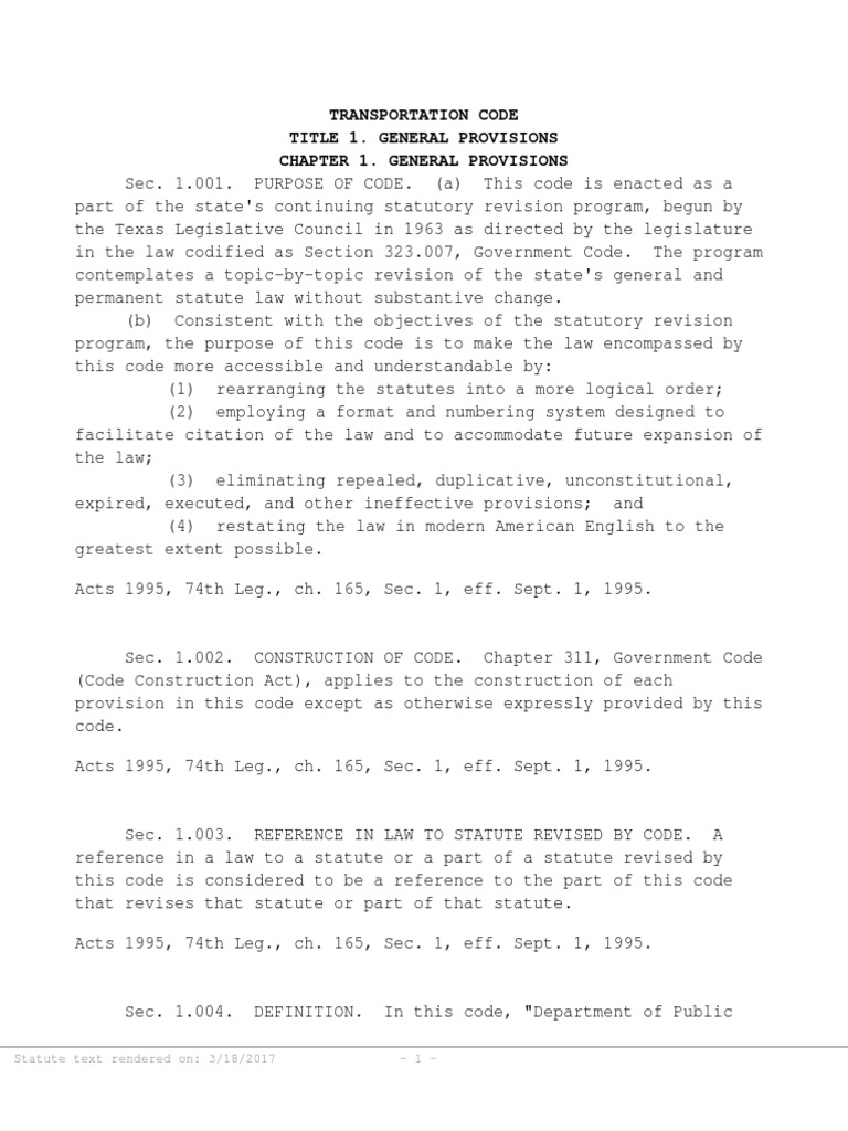 Texas Transportation Code Overview | PDF | Common Carrier | Lease