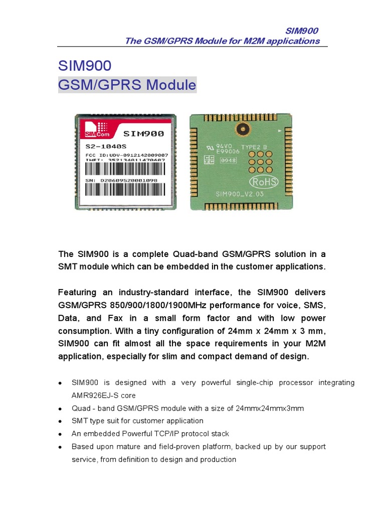SIM900 Datasheet PDF | PDF