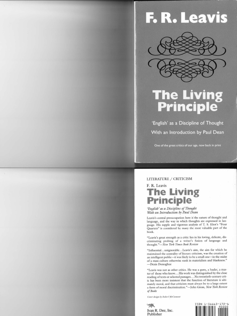 F. R. Leavis - The Living Principle | PDF | Consciousness | T. S. Eliot