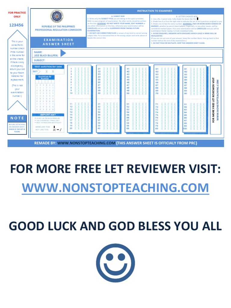 Sample Answer Sheet | PDF Sample Answer Sheet | PDF