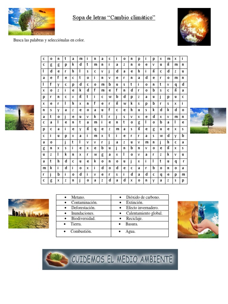 Sopa de letras: Cambio climático | PDF | Metano | Ciencias de la Tierra
