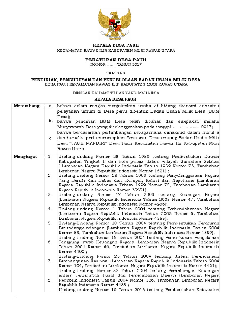 Perdes Bumdes Pauh | PDF