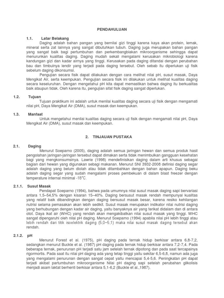 Uji Kualitas Daging Berdasarkan pH | PDF