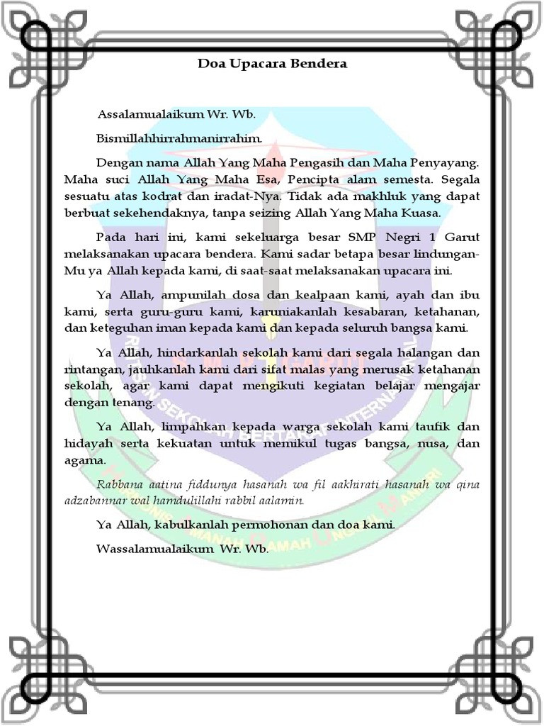 Teks Doa Upacara Bendera | PDF