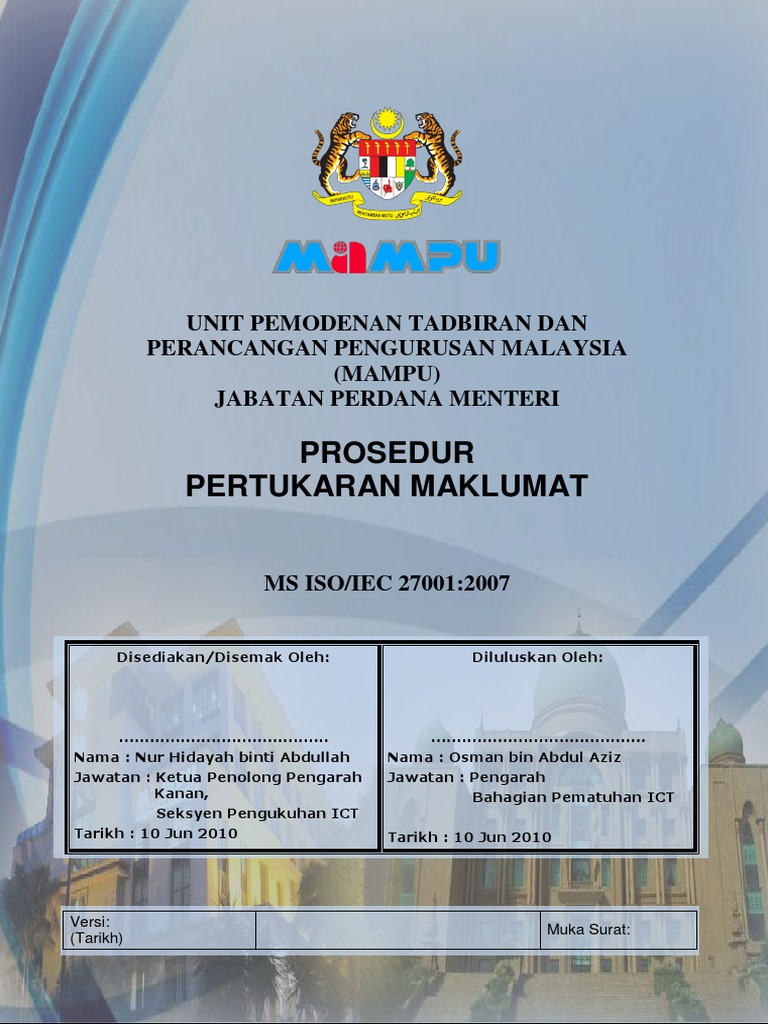 Prosedur Pertukaran Maklumat (MAMPU BPICT ISMS P2 004) | PDF