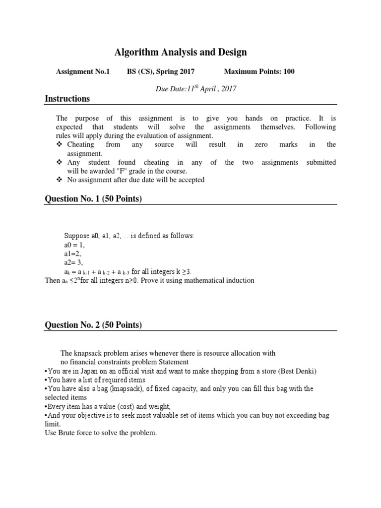 Algorithm Analysis and Design: Instructions | PDF | Mathematical Logic ...